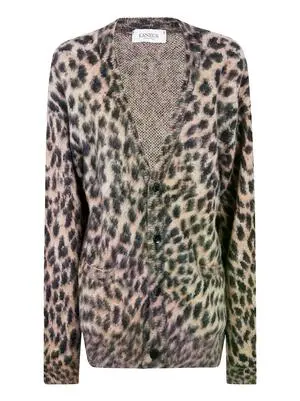 LANEUS Leopard-print Button-up Cardigan - Neutrals