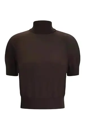 PETAR PETROV Short-sleeve Turtleneck Top - Brown