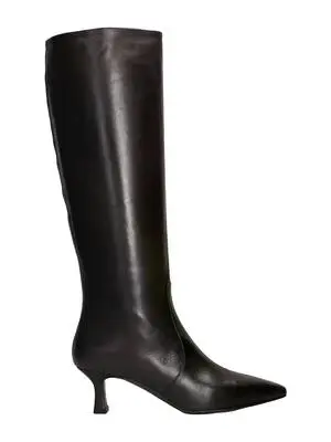 JULIE DEE Leather Pointed-Toe Knee-High Boots