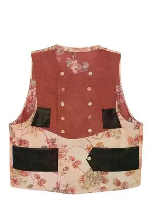 COMMUNS Floral-embroidered Gilet - Red