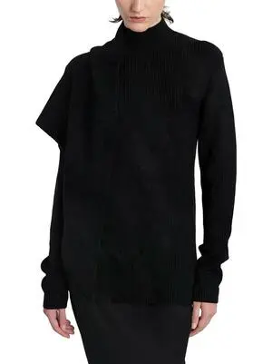 ENTIRE STUDIOS Ribbed Turtleneck Draped Sweater