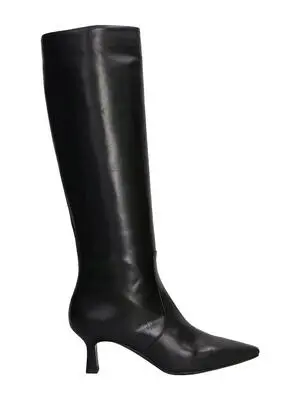 JULIE DEE Pointed-toe Knee-high Leather Boots - Black