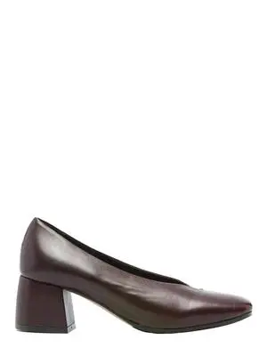 LORENA PAGGI Block-heel Leather Pumps - Brown