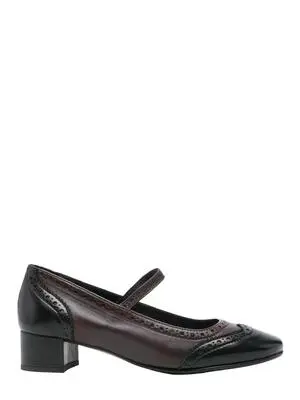 LORENA PAGGI Leather Brogue Pumps - Black