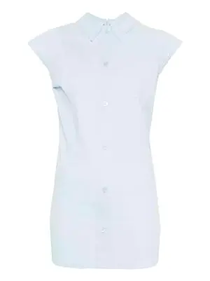 Issey Miyake Short-sleeved Buttoned Blouse - Blue