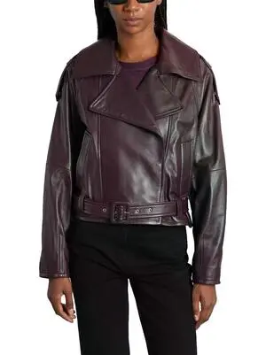 IRO PARIS Yuria Leather Biker Jacket - Purple
