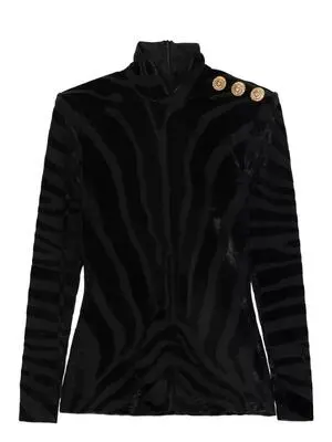 Balmain Printed Button Top - Black