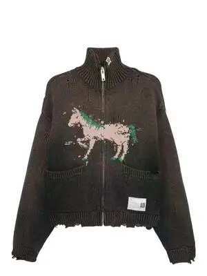 Mihara Yasuhiro Horse-embroidered Cardigan - Brown