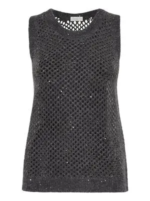 Brunello Cucinelli Mesh Knit Vest - Grey