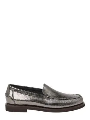 Brunello Cucinelli Lamé Calfskin Penny Loafers - Black