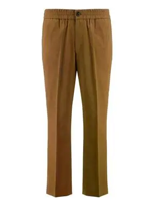 AMI Paris Elasticated-waist Wool Trousers - Brown