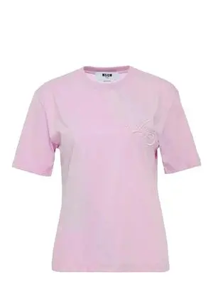 MSGM Logo-embroidered T-shirt - Pink