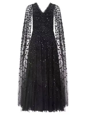 NEEDLE & THREAD Embroidered-flowers Maxi Dress - Black