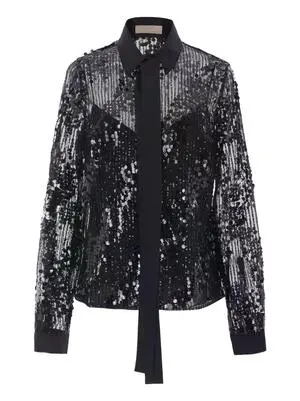 Elie Saab Sequinned Tulle Shirt - Black