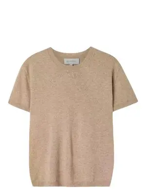 LEE MATHEWS Cashmere Short-sleeve Top - Neutrals