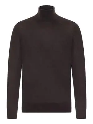 Zegna Turtleneck Ribbed-hem Sweater - Brown