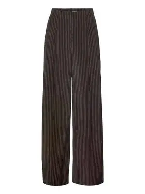 ROTATE BY BIRGER CHRISTENSEN Pinstripe Wide-leg Trousers - Brown
