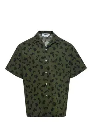 MSGM Rabbit-print Button-up Shirt - Green