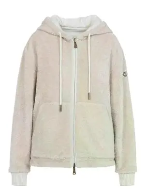 Moncler Zip-up Fleece Hooded Jacket - Neutrals