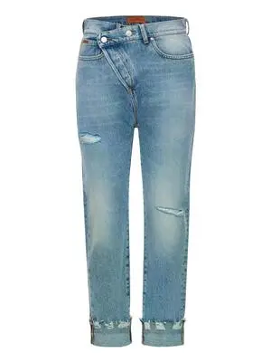NO44 Crossover Distressed Jeans - Blue