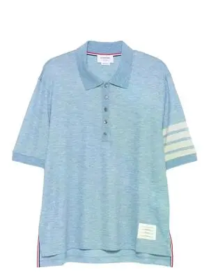 Thom Browne Stripe-detail Polo Shirt - Blue