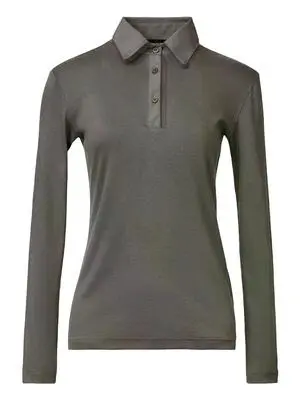 Fabiana Filippi Long-sleeve Buttoned Polo Top - Grey