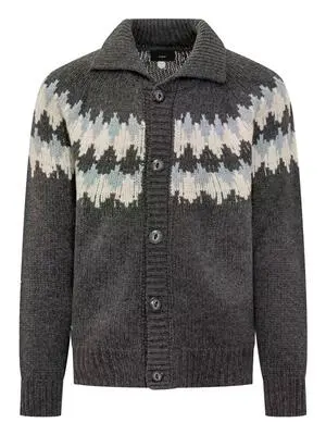 Alanui Fair Isle-pattern Button Cardigan - Grey