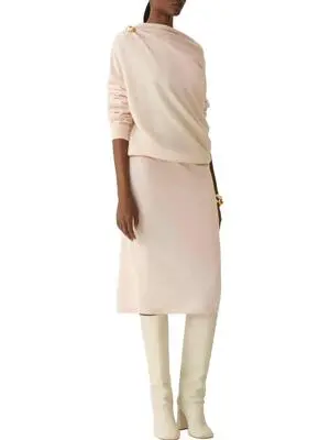 Fabiana Filippi Draped Midi Dress With Button Detail - Pink