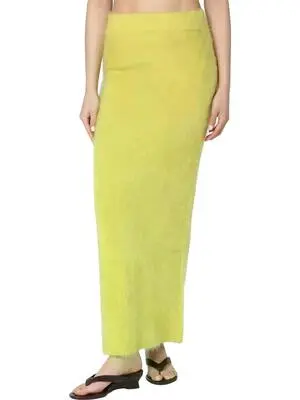 Soft Goat Cashmere Maxi Skirt - Yellow