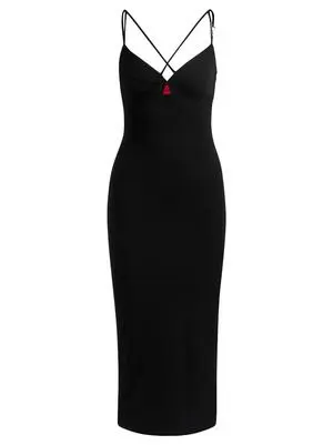 Hugo Logo-plaque Jersey Midi Dress - Black