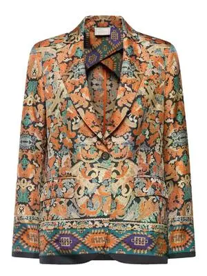 PIERRE-LOUIS MASCIA Paisley-print Single-breasted Blazer - Orange