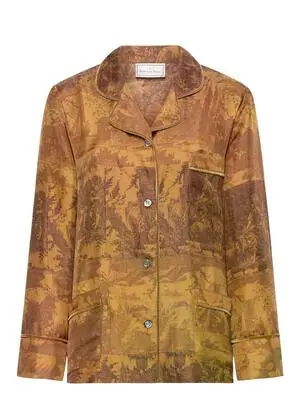 PIERRE-LOUIS MASCIA Landscape-print Shirt - Brown