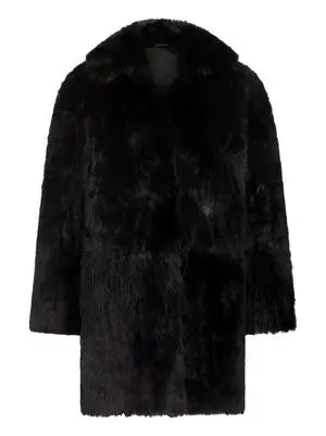 Loulou De Saison Shearling Spread-collar Coat - Black