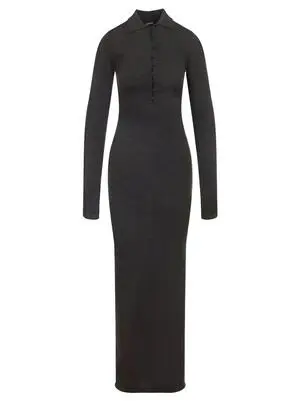 Jacquemus Polo-neck Button-front Maxi Dress - Brown