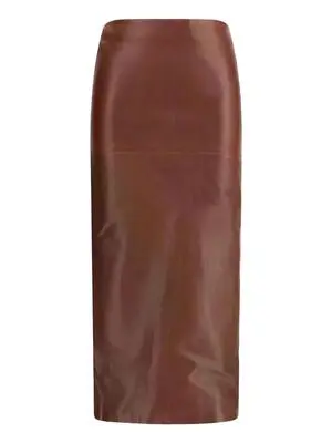 PETAR PETROV Pencil Leather Skirt - Brown