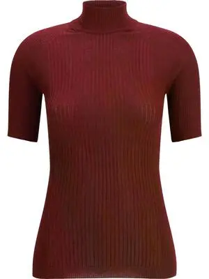 SA SU PHI Ribbed Roll-neck Top - Red