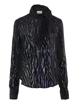 Isabel Marant Zebra-pattern Tie-neck Shirt - Black
