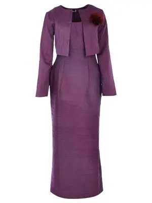 BARUNI Feather-embellished Pleated Dress And Jacket Set - Purple