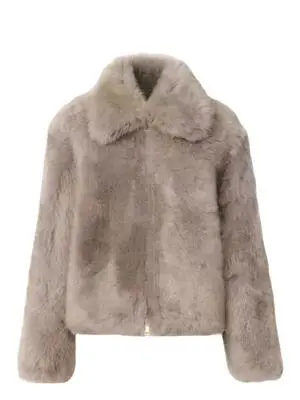 Fabiana Filippi Shearling Zip-front Jacket - Grey