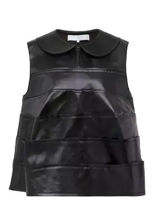 COMME DES GARÇONS TAO Faux-leather Layered Tank Top - Black