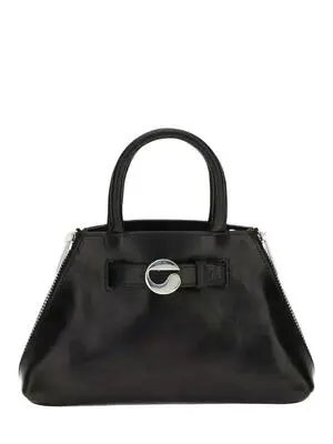 Coperni Mini Data Leather Tote Bag With Zip Detail - Black