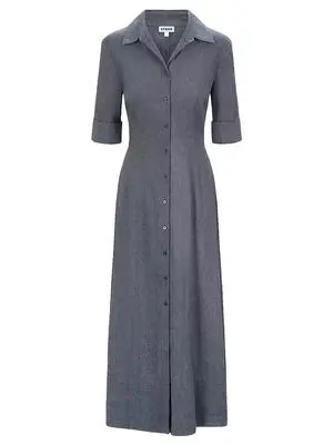 Staud Joan Button-up Midi Dress - Grey