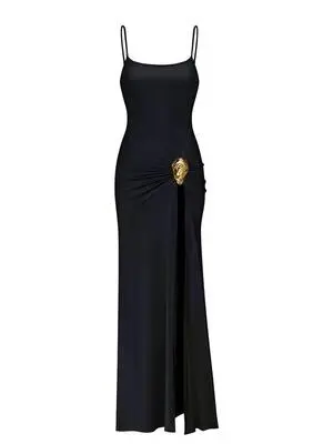 KOROBEYNIKOV Embellished Slit Maxi Dress - Black