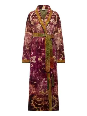 PIERRE-LOUIS MASCIA Damask-print Velvet Robe - Purple
