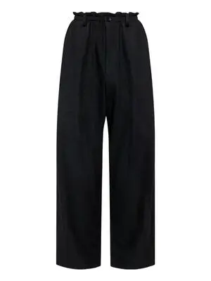 Yohji Yamamoto Elasticated-waist Wool Trousers - Black