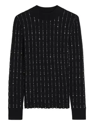 JOSEPH Stripe-embroidered Knit Top - Black And Silver