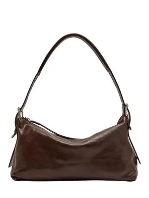 LEMAIRE Belted Baguette Leather Shoulder Bag - Dark Brown