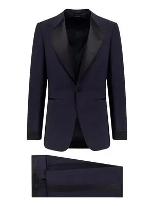 TOM FORD Wool Tuxedo With Contrasting Profiles - Blue