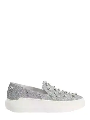 GIUSEPPE ZANOTTI Afelia Glitter Slip-on Sneakers - Silver