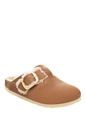 BIRKENSTOCK Boston Big Buckle Shearling Clogs - Cognac